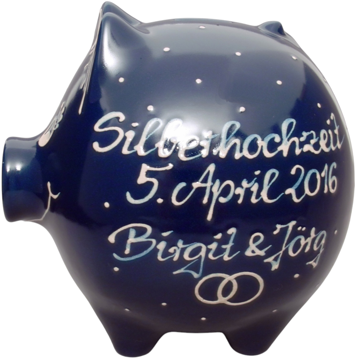 Rheinsberger Keramik Manufaktur - Sparschwein groß blau 1 Punkt