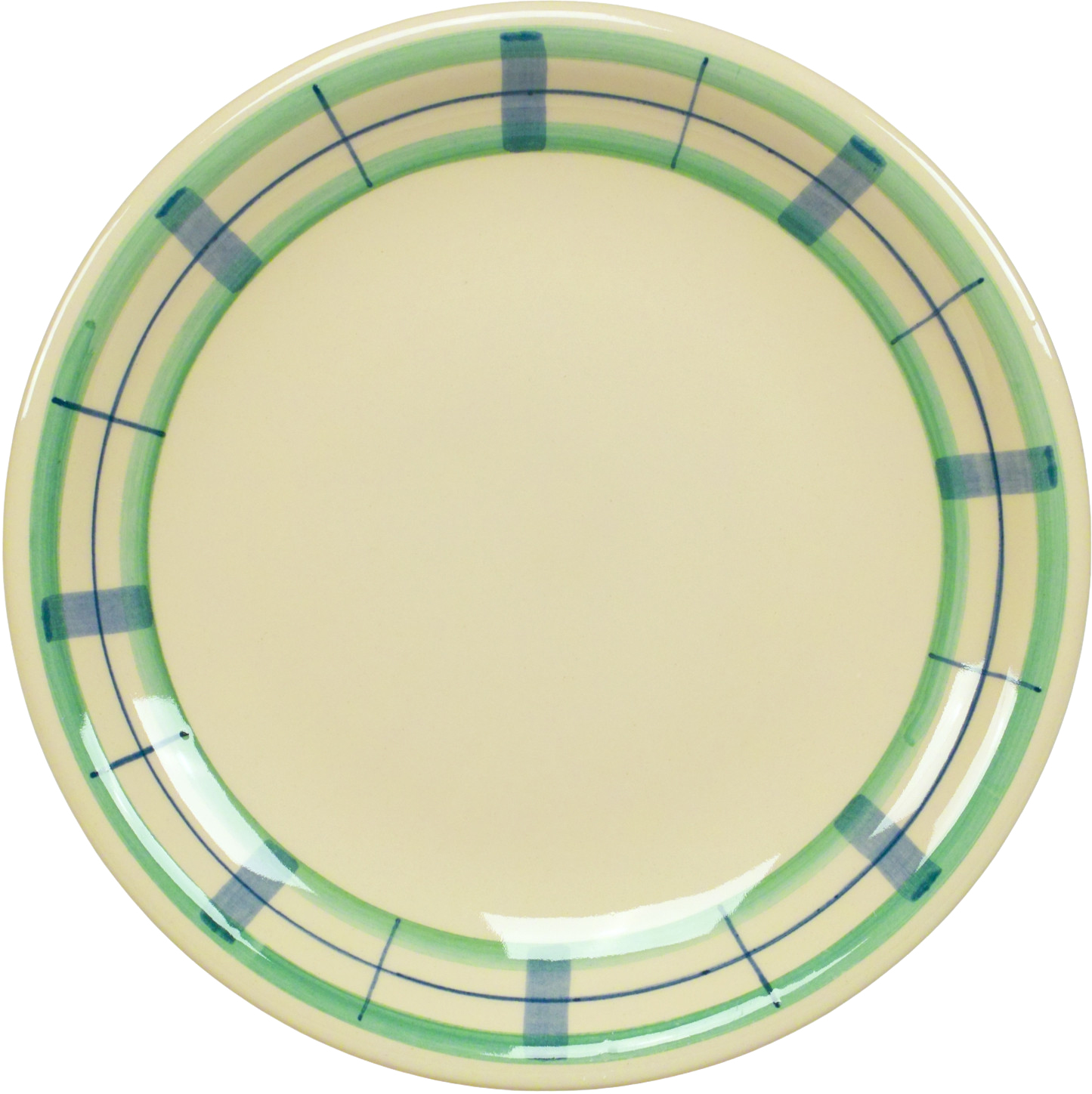 Rheinsberger Keramik Manufaktur - Teller 24 flach karo grün-blau